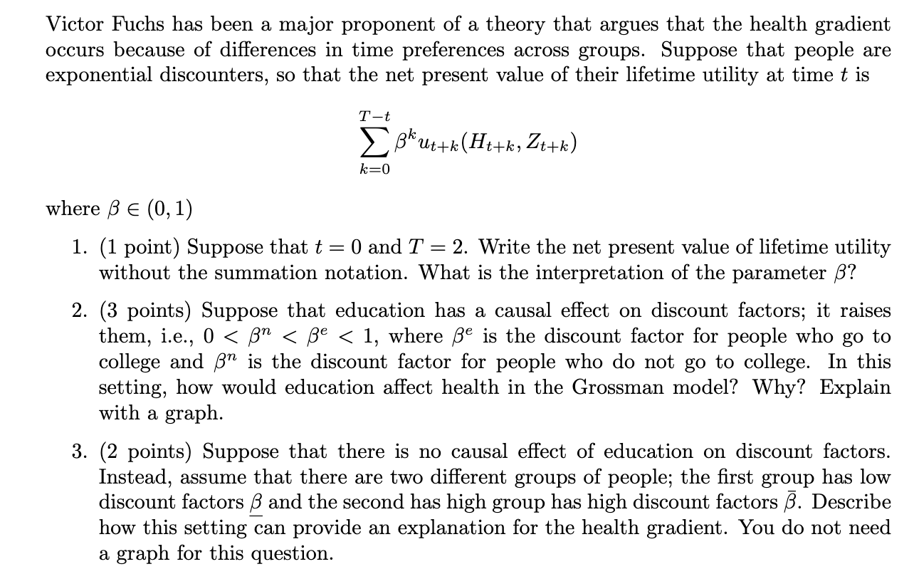 Solved Victor Fuchs has been a major proponent of a theory | Chegg.com