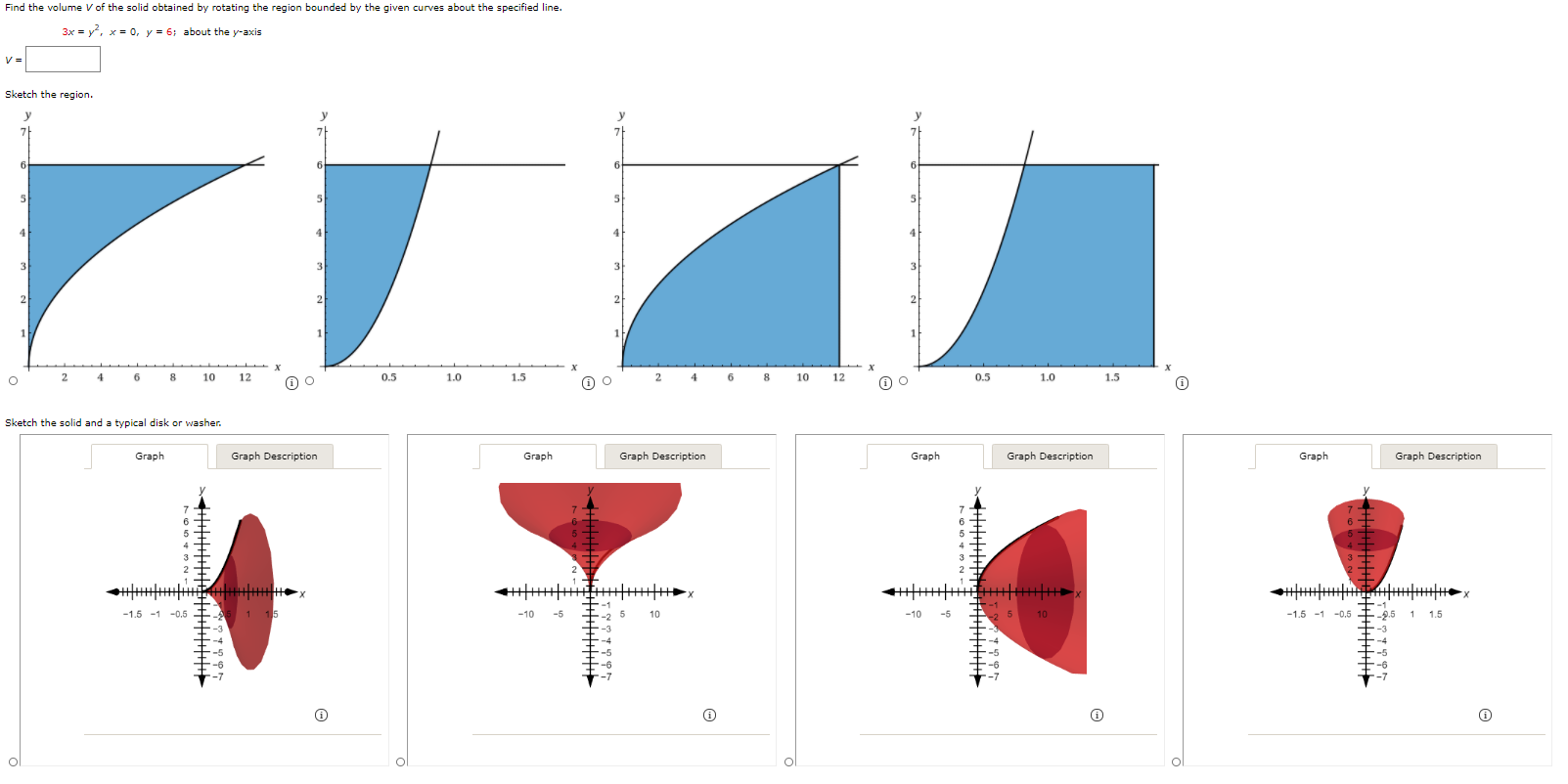 Solved TIITIT Find the volume V of the solid obtained by | Chegg.com