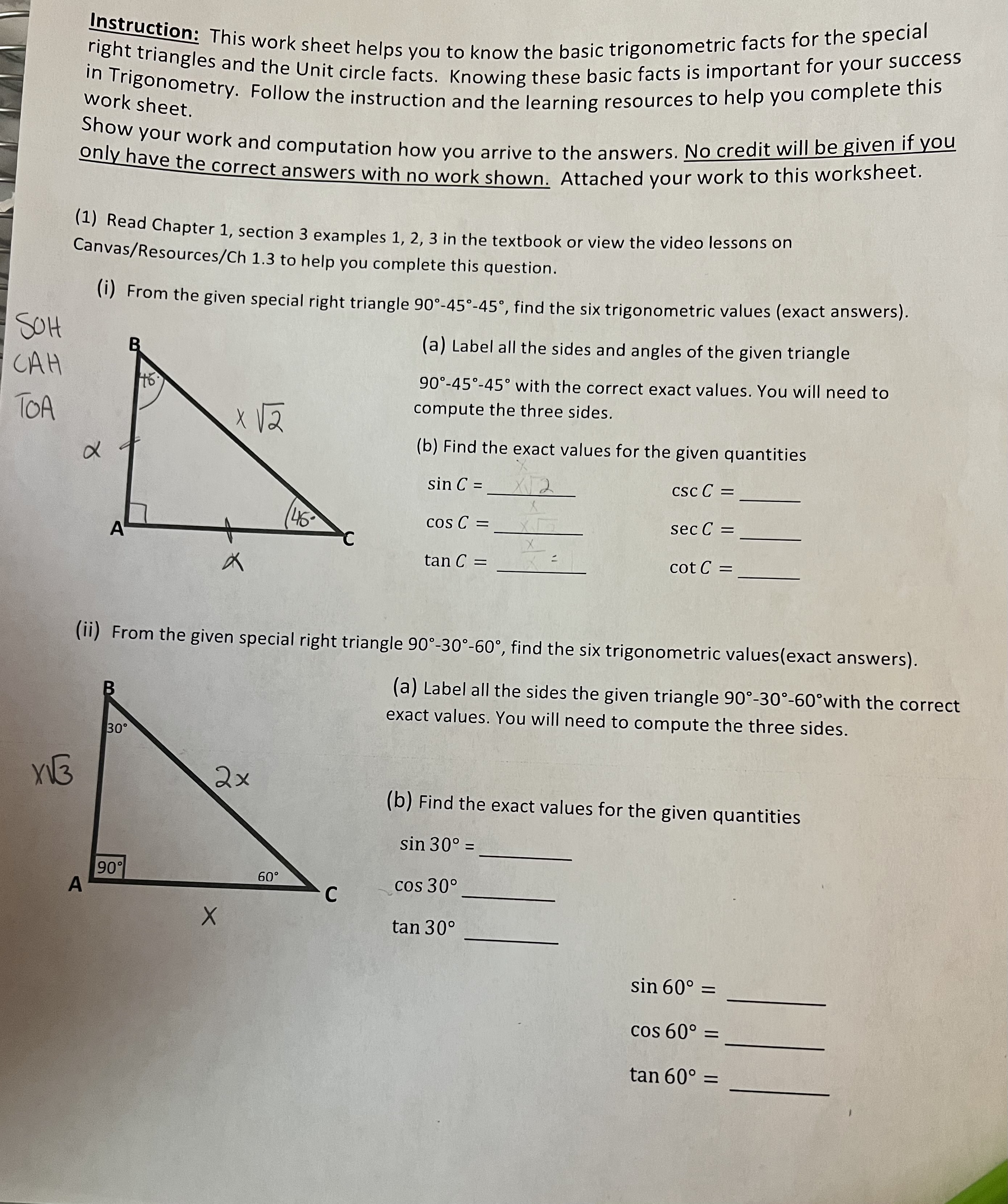 Solved Instruction: This work sheet helps you to know the | Chegg.com