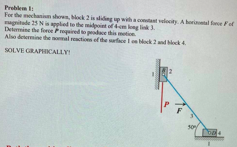 Problem 1: For the mechanism shown, block 2 is | Chegg.com