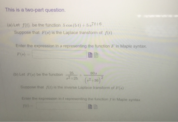 Solved This is a two-part question. (a) Let f(t) be the | Chegg.com