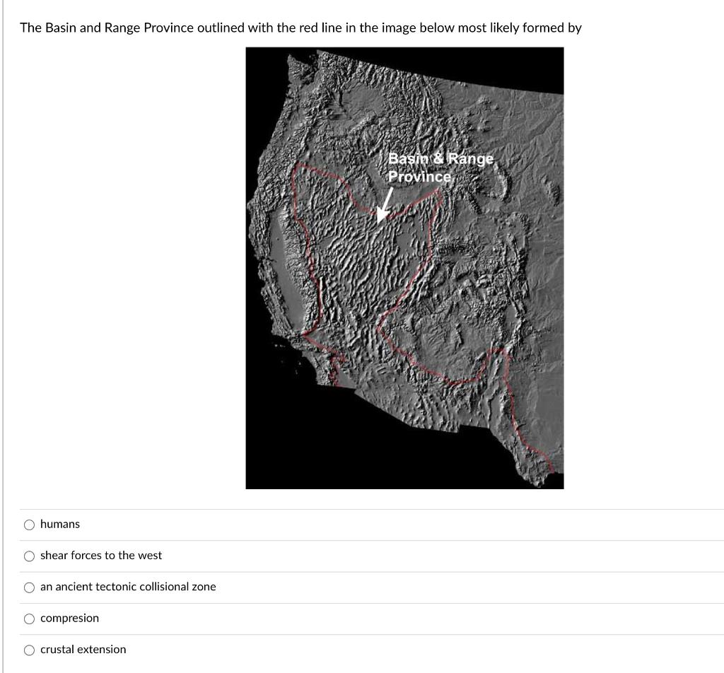 Solved The Basin and Range Province outlined with the red | Chegg.com