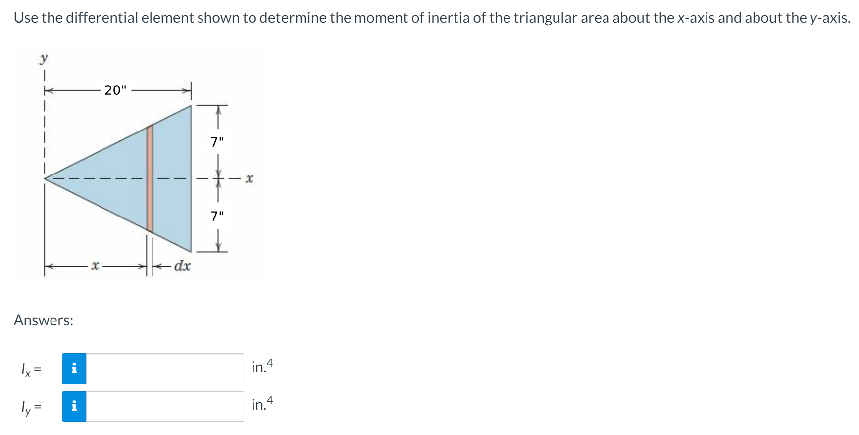 Solved Use the differential element shown to determine the | Chegg.com