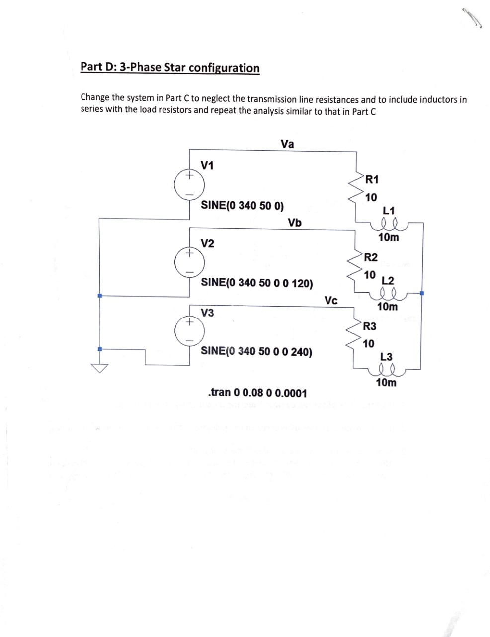 Solved Part C: 3-Phase Star configuration Simulate the | Chegg.com