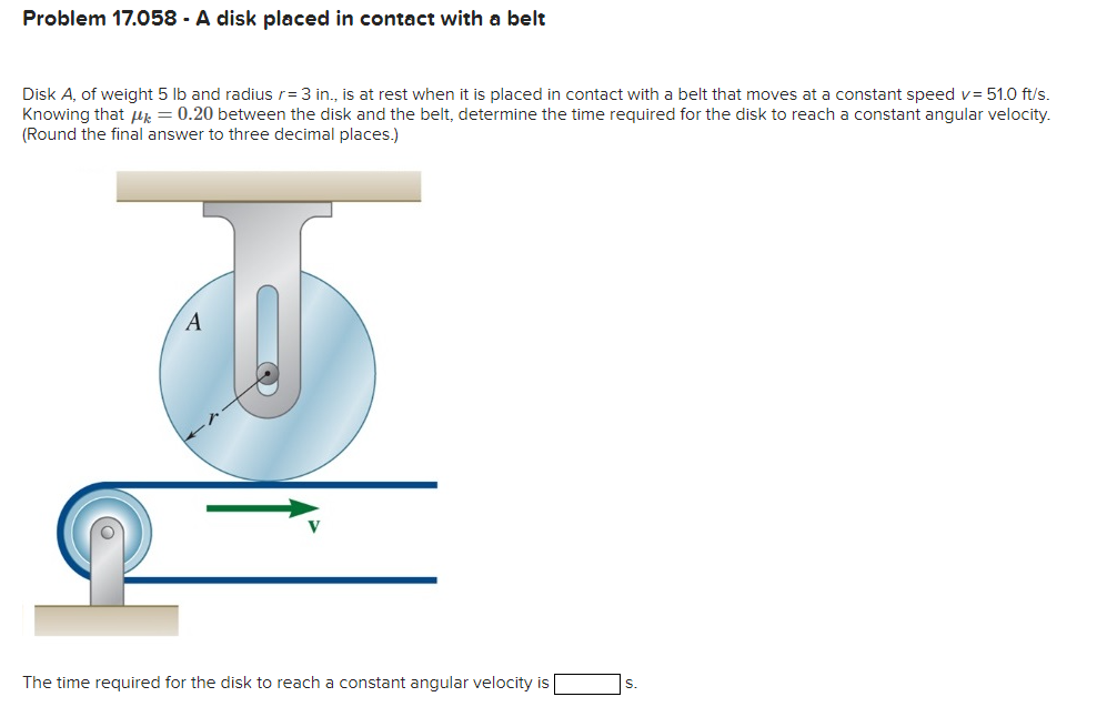 Solved Problem 17.058 - ﻿A disk placed in contact with a | Chegg.com