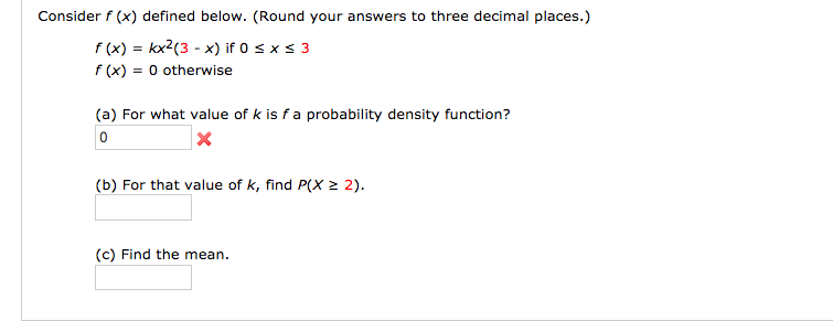 Solved Consider f (x) defined below. (Round your answers to | Chegg.com