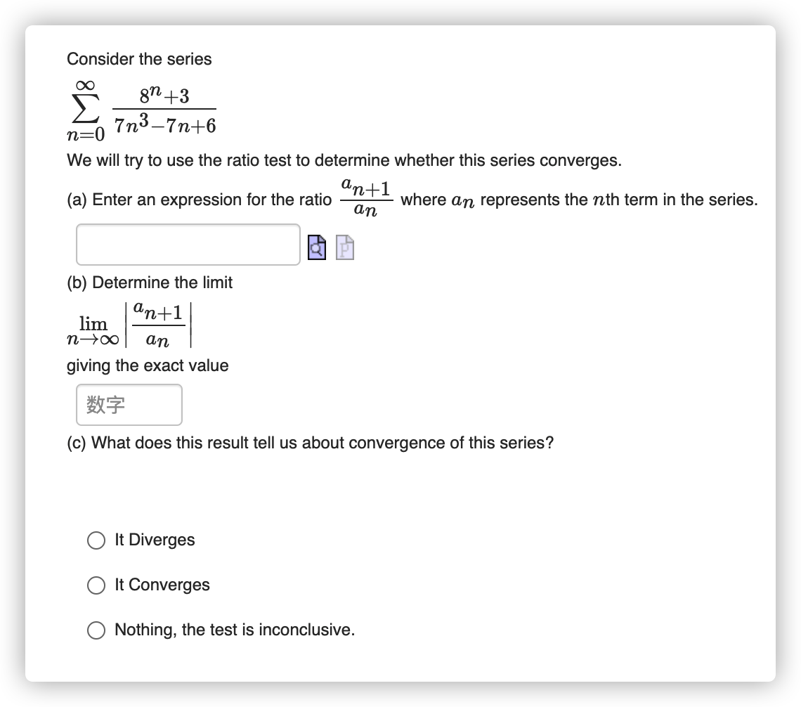 Solved Consider the series ~ 요 n=0 gn +3 7n3–7n+6 We will | Chegg.com