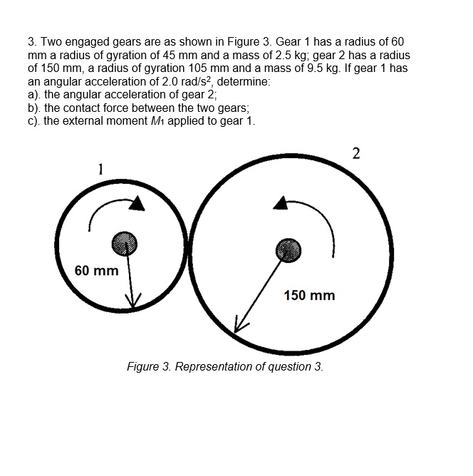 Solved 3. Two engaged gears are as shown in Figure 3. Gear 1 | Chegg.com