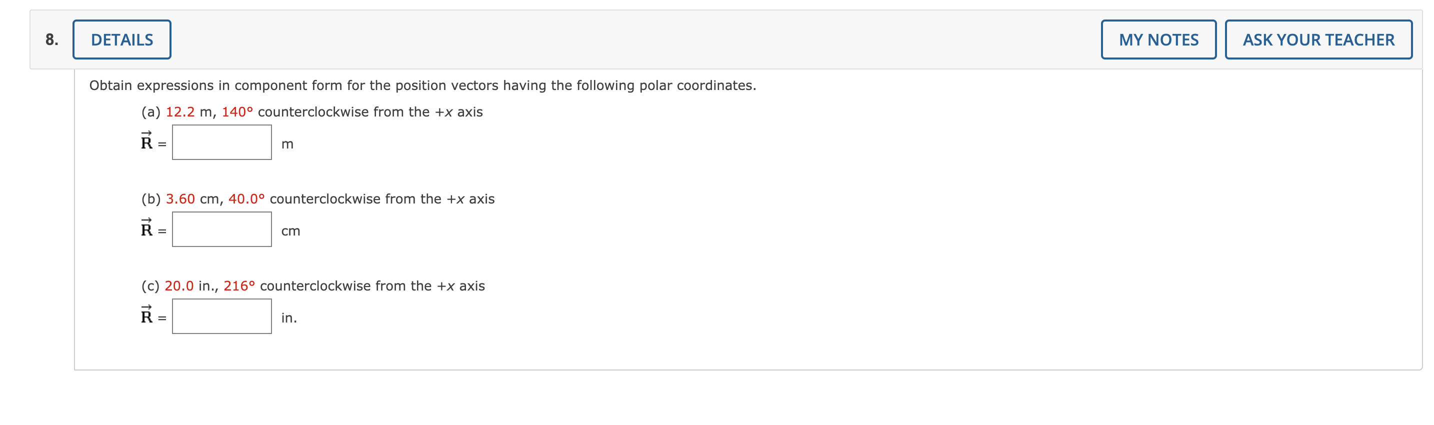 Solved Obtain expressions in component form for the position | Chegg.com