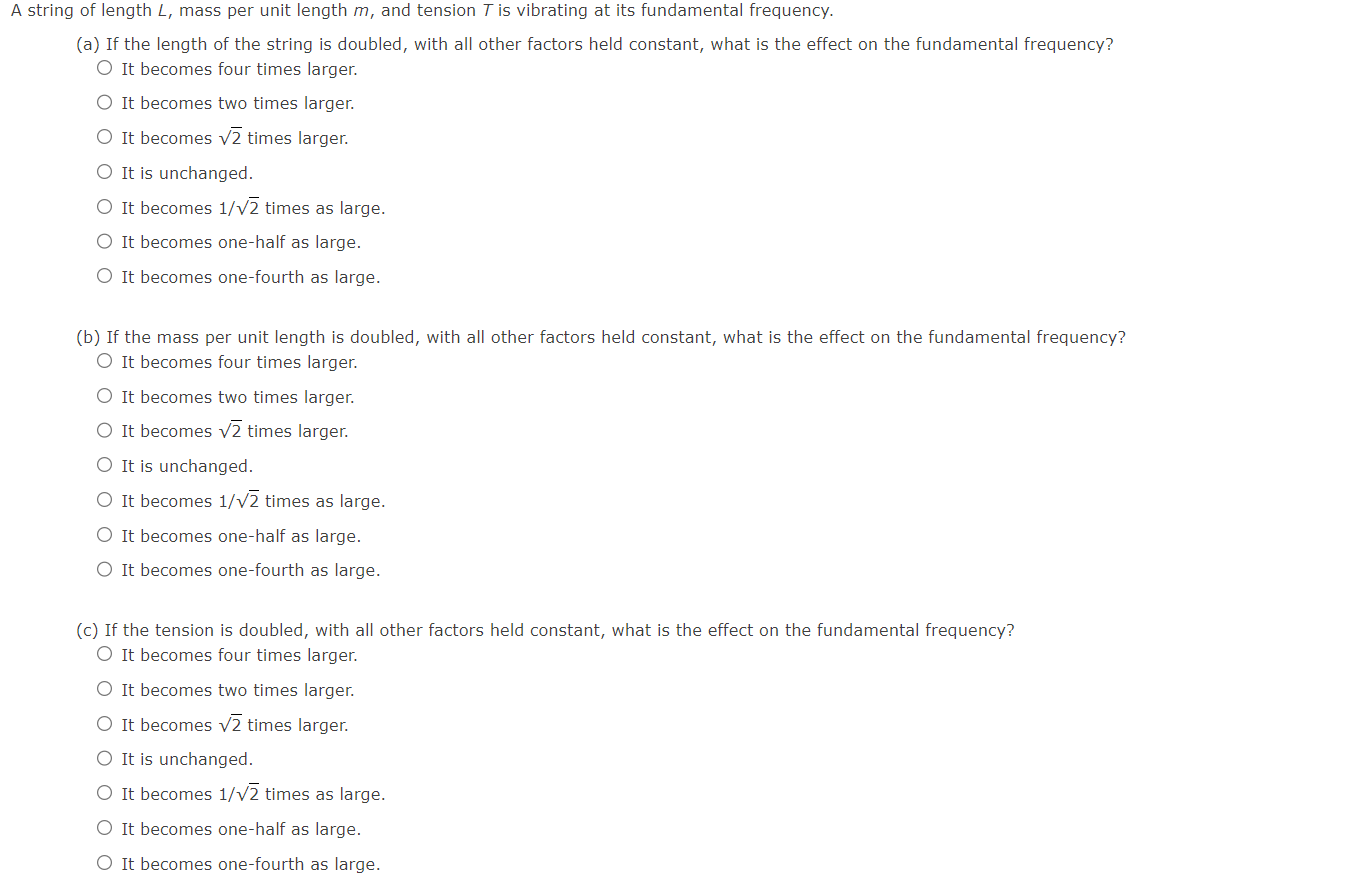 Solved A string of length L, ﻿mass per unit length m, ﻿and | Chegg.com