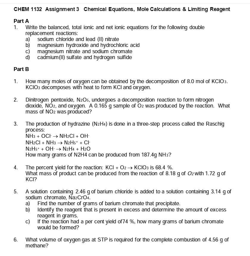 Solved Part A 1. Write the balanced, total ionic and net | Chegg.com