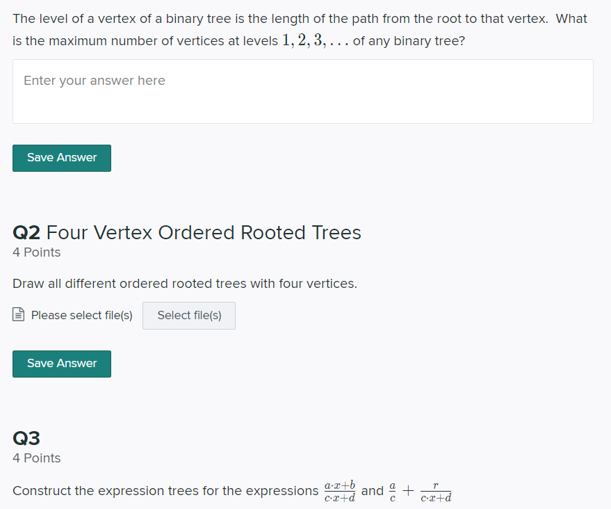 Solved The level of a vertex of a binary tree is the length | Chegg.com