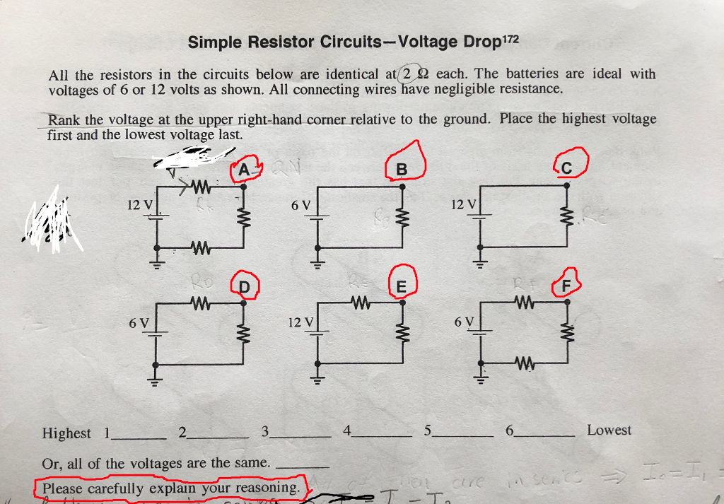 Solved Simple Resistor Circuits-Voltage Drop172 All the | Chegg.com