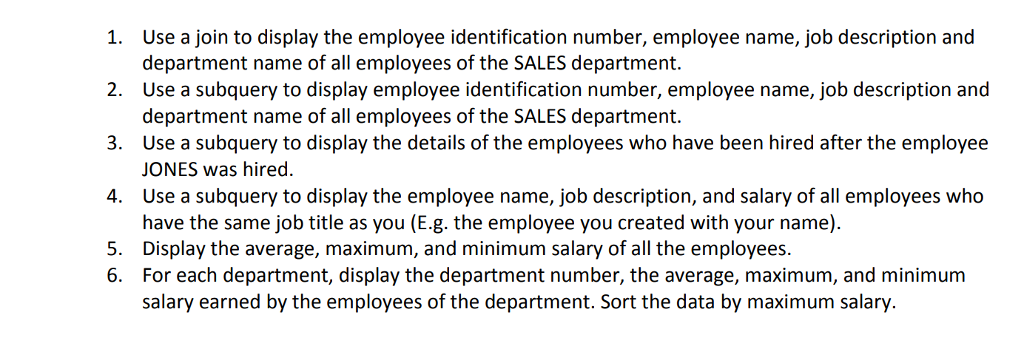 Solved Use a join to display the employee identification | Chegg.com