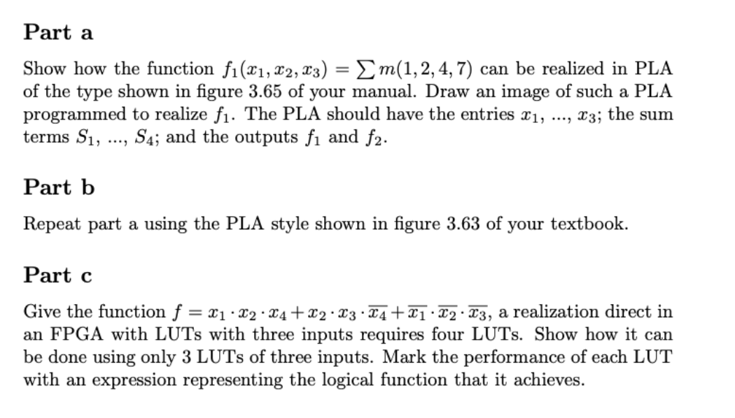 Part a Show how the function f1(21, 22, 23) = m(1, 2, | Chegg.com