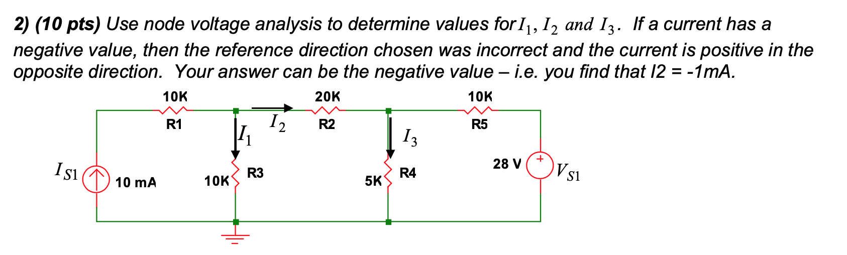 Solved 2) (10 pts) Use node voltage analysis to determine | Chegg.com