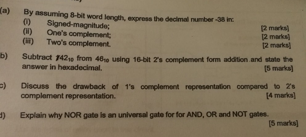 Solved a By assuming 8-bit word length, express the decir mg | Chegg.com