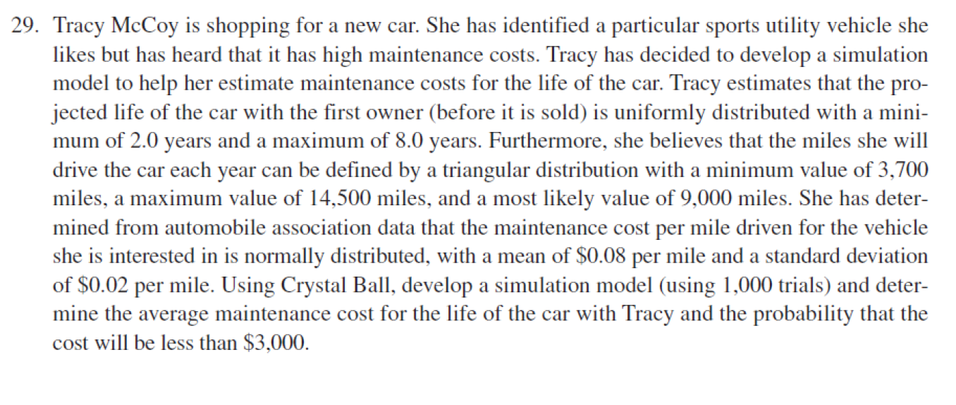 29. Tracy McCoy is shopping for a new car. She has | Chegg.com