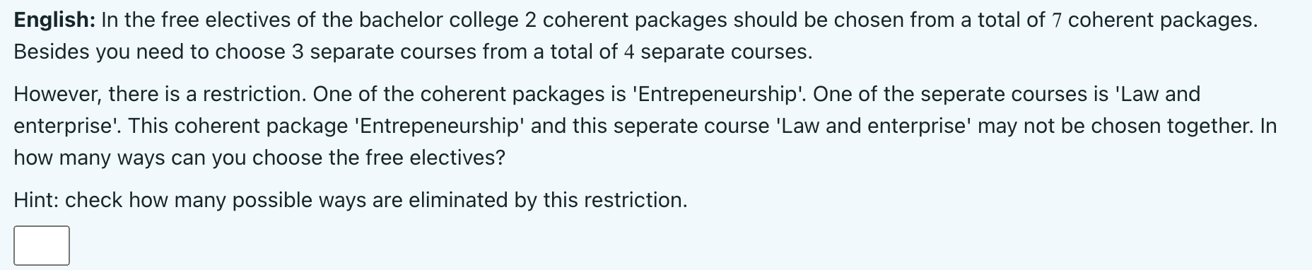 Solved English: In the free electives of the bachelor | Chegg.com