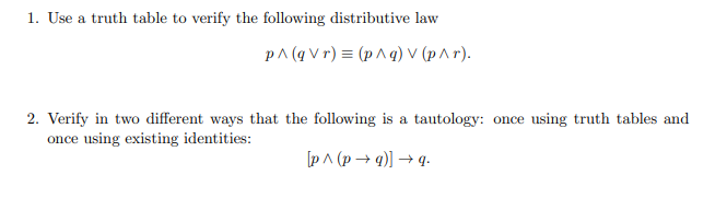Solved 1. Use a truth table to verify the following | Chegg.com