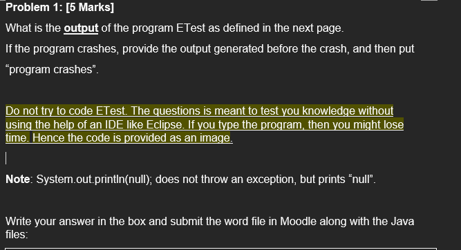 Solved Problem 1: [5 Marks) What is the output of the | Chegg.com