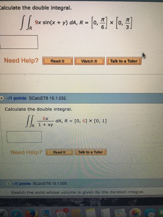 Solved Calculate the double integral. integral integral_R | Chegg.com
