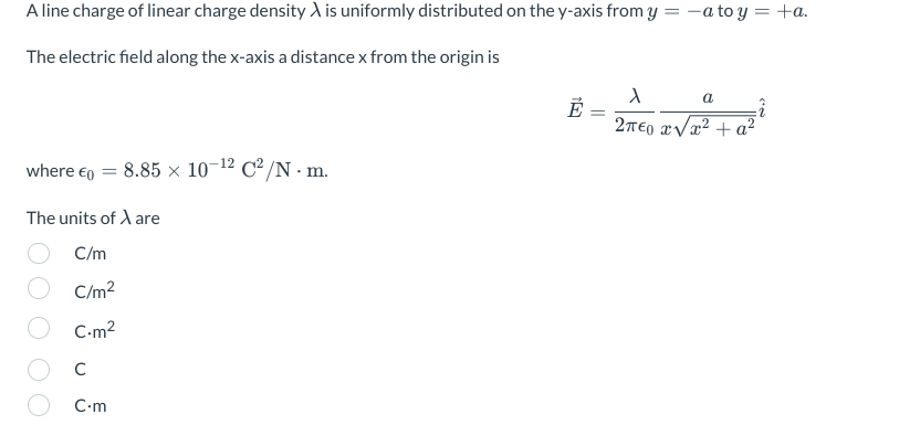 Solved A line charge of linear charge density λ is uniformly | Chegg.com