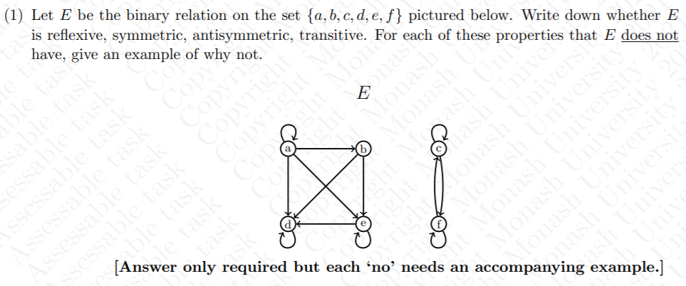 Solved Let E be the binary relation on the set {a, b, c, d, | Chegg.com