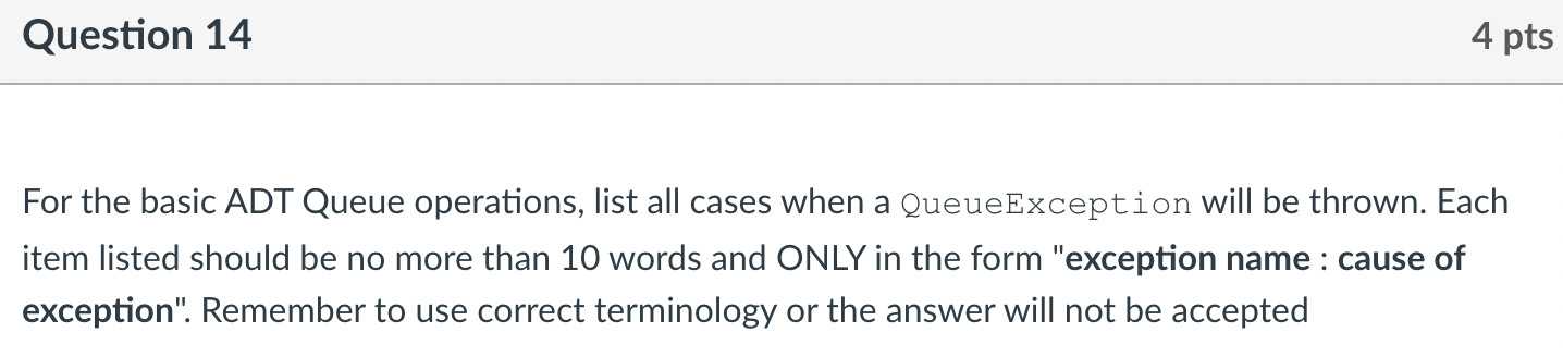 Solved Question 13 3 pts For the basic ADT Stack operations, | Chegg.com
