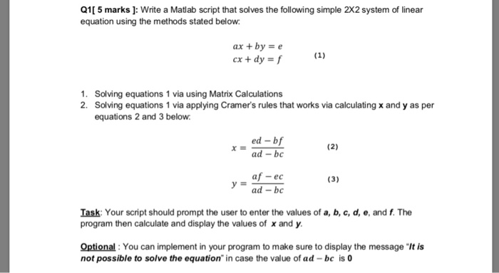 Solved Q15 Marks Write A Matlab Script That Solves The 0512