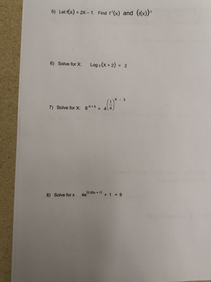 Solved 5) Let f(x) 2x- 1. Find f'(x) and (r(x)) 6) Solve for | Chegg.com