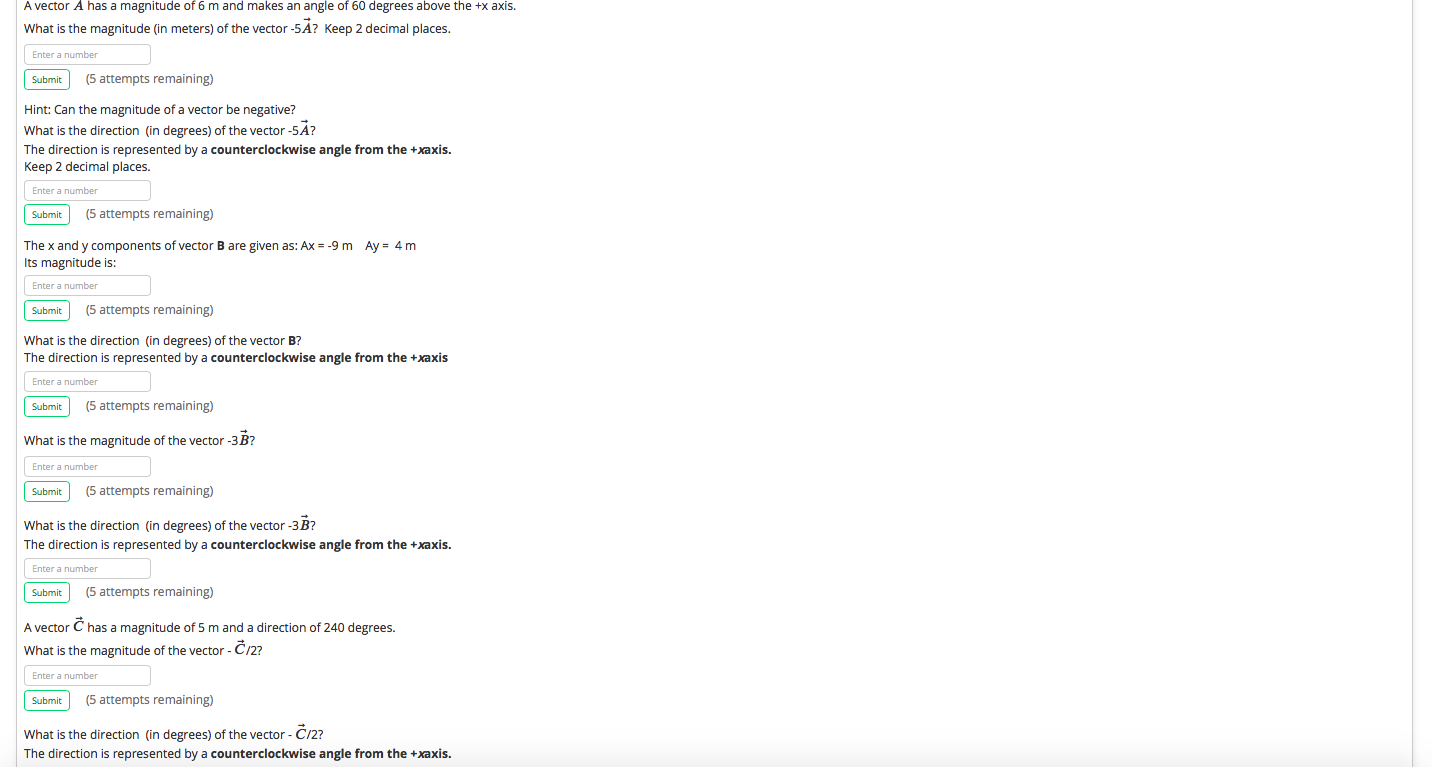 Solved A vector A has a magnitude of 6 m and makes an angle | Chegg.com
