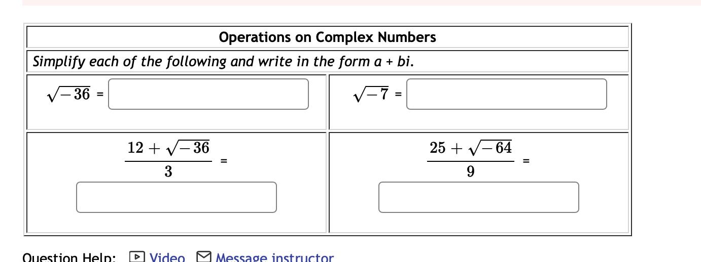 Solved Operations on Complex Numbers Simplify each of the | Chegg.com