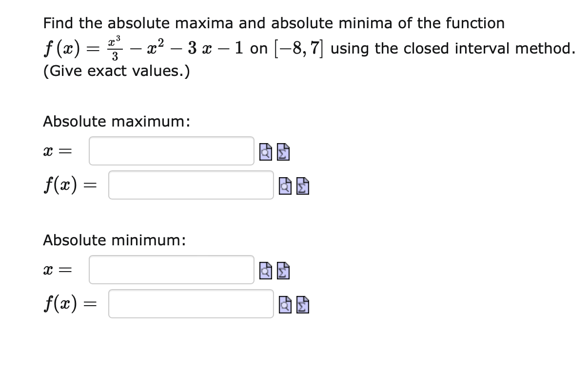 Solved Find The Absolute Maxima And Absolute Minima Of The