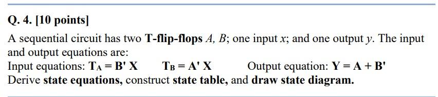 Solved Q. 4. [10 points] A sequential circuit has two | Chegg.com