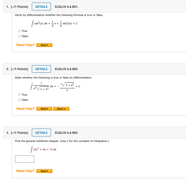 Solved 1. [-/1 Points) DETAILS SCALC9 4.4.001 Verify by | Chegg.com