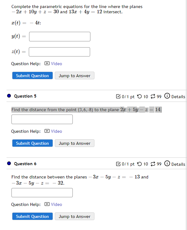 Solved Complete the parametric equations for the line where | Chegg.com