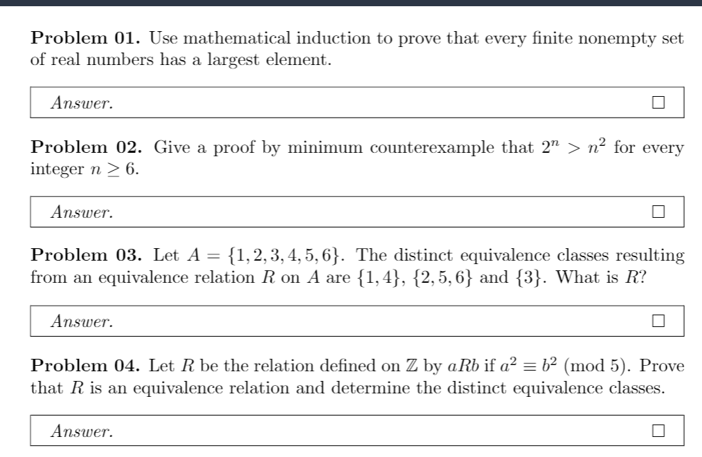 Solved Problem 01. Use mathematical induction to prove that | Chegg.com
