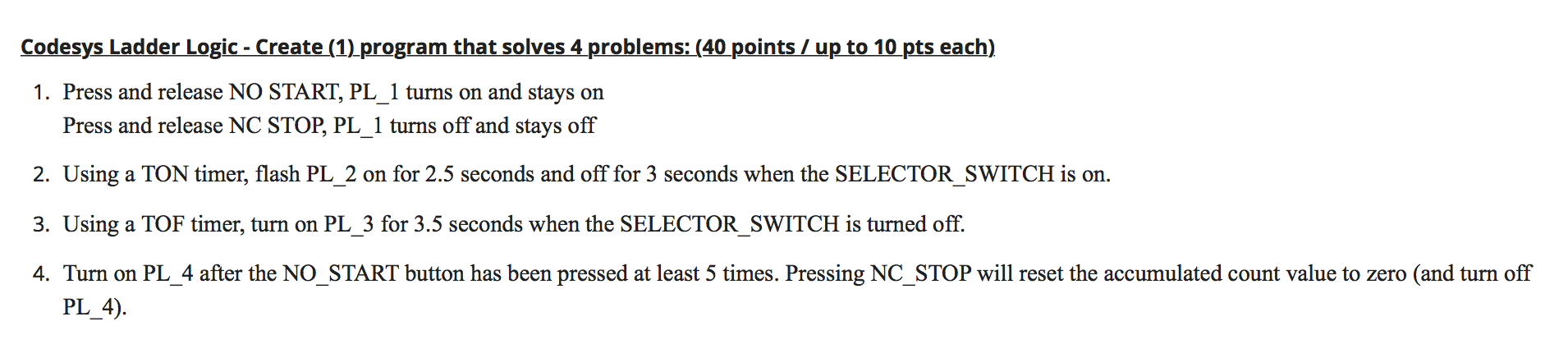 Codesys Ladder Logic - Create (1) program that solves | Chegg.com