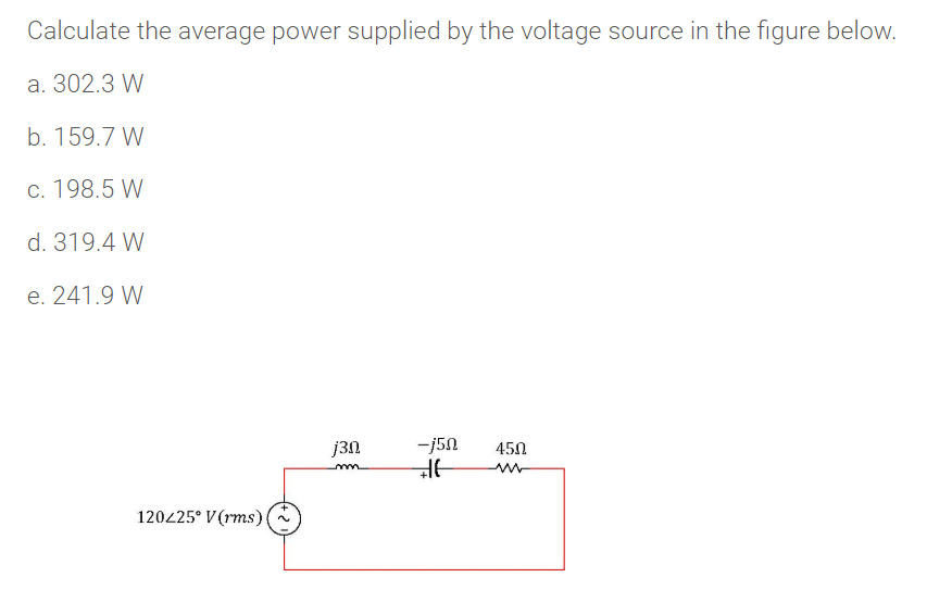 Solved Calculate the average power supplied by the voltage | Chegg.com