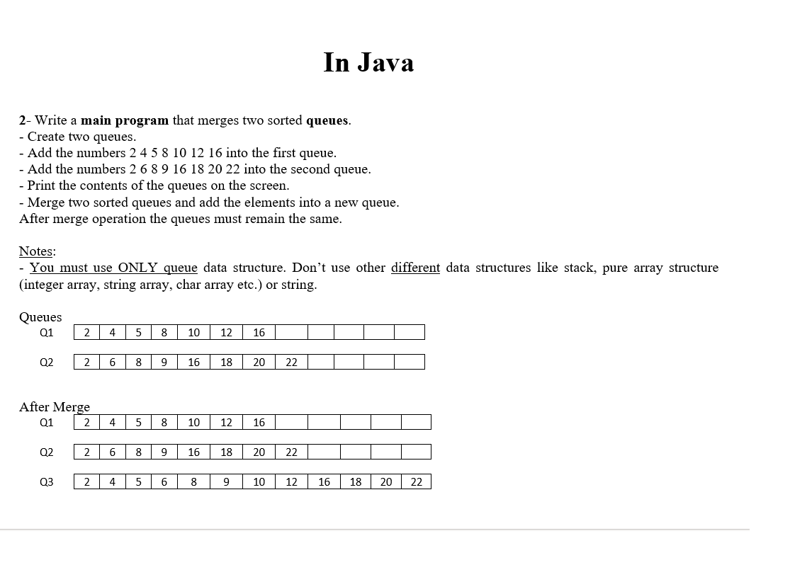 Solved In Java 2 Write A Main Program That Merges Two 9407