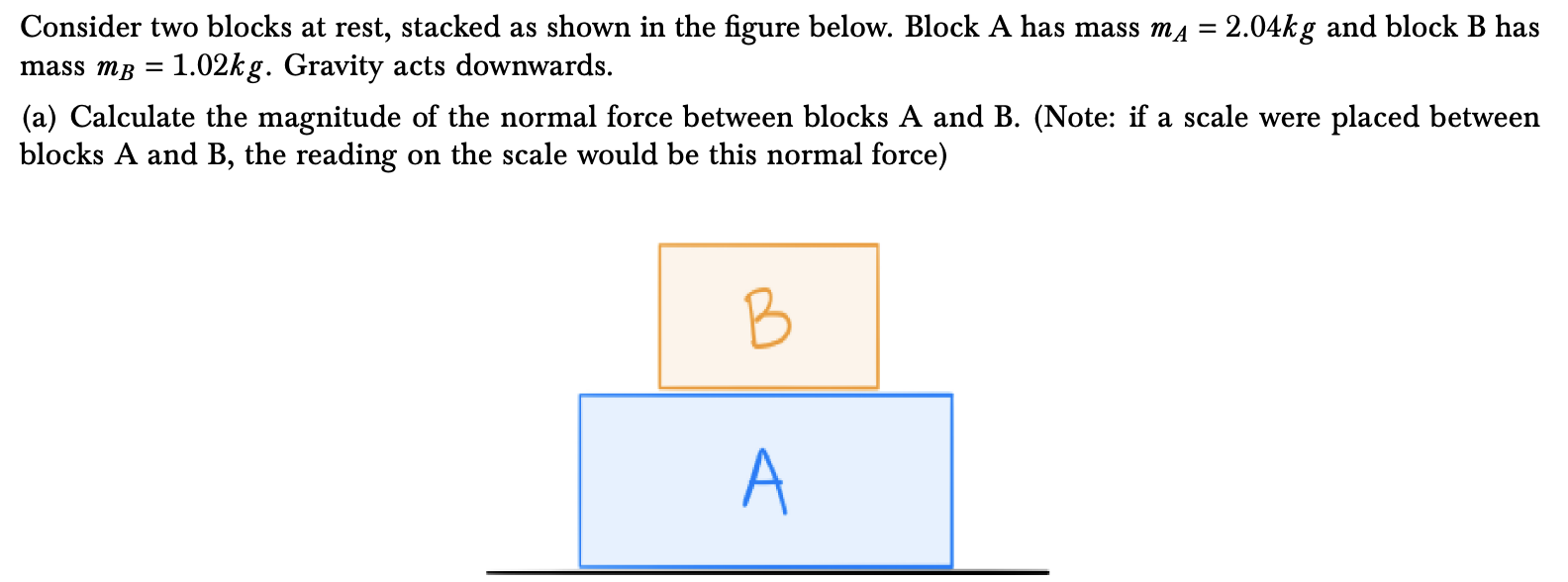 Solved = Consider two blocks at rest, stacked as shown in | Chegg.com