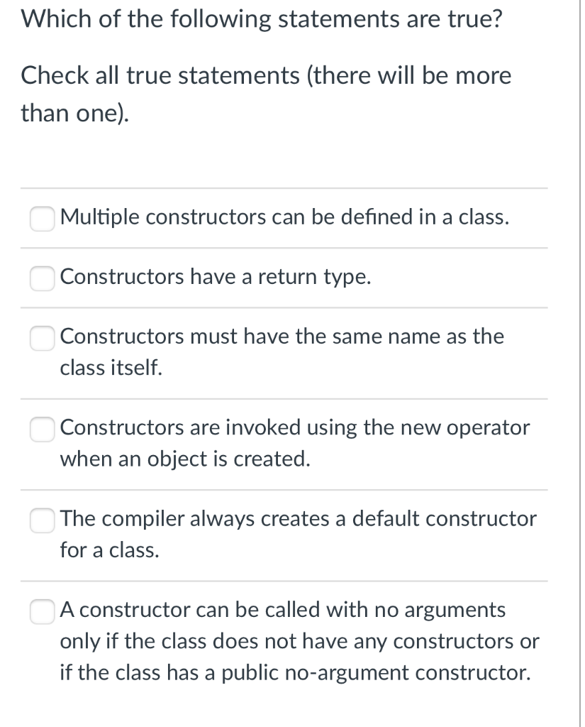 Solved Which of the following statements are true? Check all | Chegg.com Solved Which of the following statements are true? Check all | Chegg.com