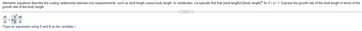Solved Allometric equations describe the scaling | Chegg.com Solved Allometric equations describe the scaling | Chegg.com