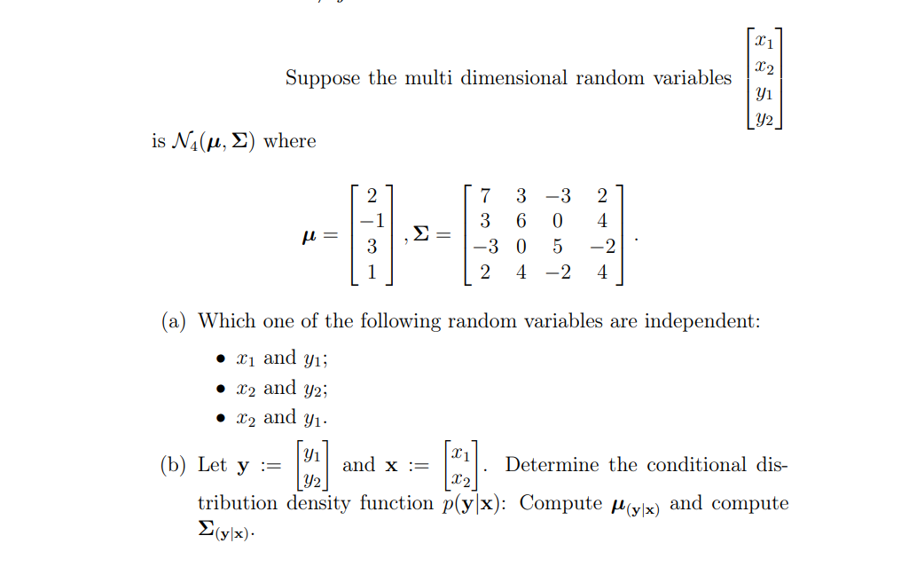 Solved Suppose the multi dimensional random variables | Chegg.com