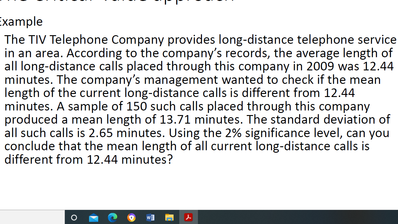 Solved Example The TIV Telephone Company provides | Chegg.com