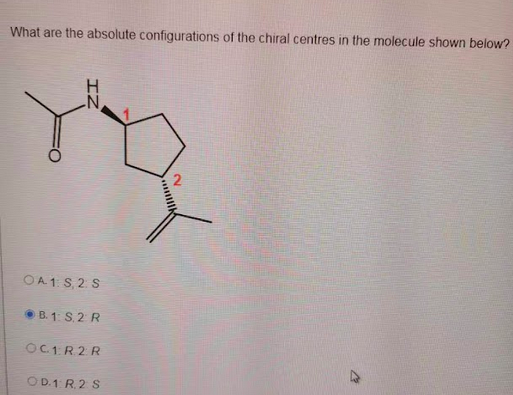 Solved What are the absolute configurations of the chiral | Chegg.com