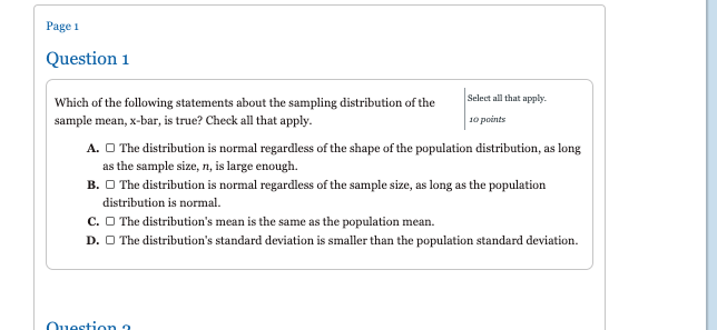Solved Page 1 Question 1 Which of the following statements | Chegg.com
