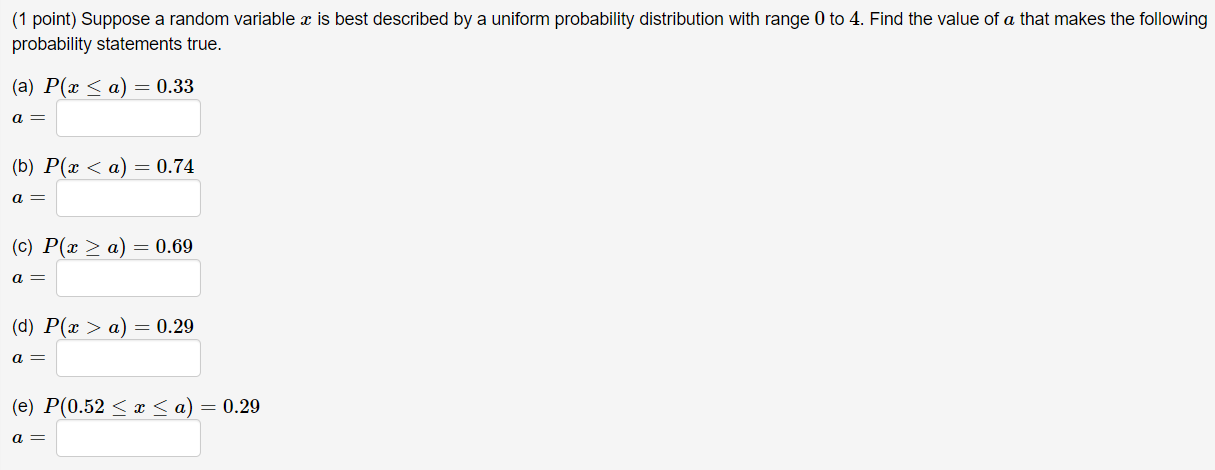 Solved (1 point) Suppose a random variable x is best | Chegg.com