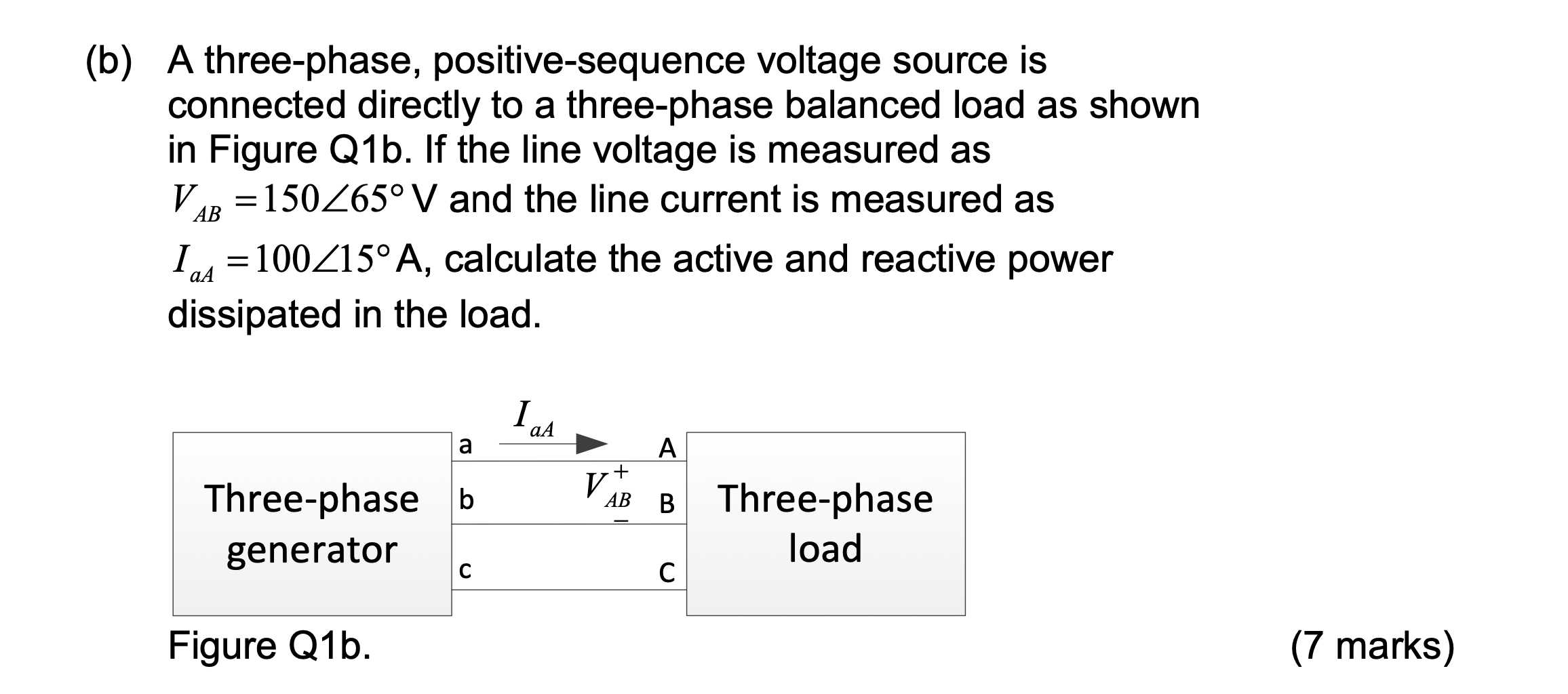Solved (b) A three-phase, positive-sequence voltage source | Chegg.com